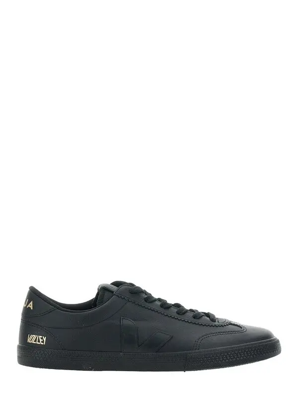 VEJA Low-top Leather Sneakers With Embossed Side Logo And Rear Lettering - Black