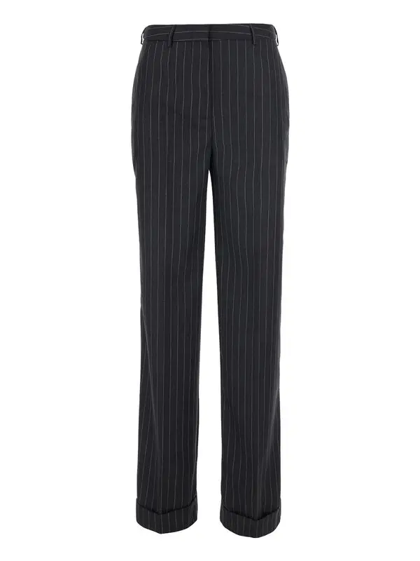 SEMICOUTURE Lola Stripe Wool-blend Regular-fit Pants For - Grey