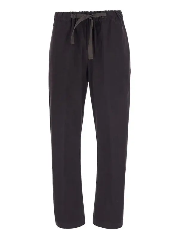 SEMICOUTURE Buddy Stretch Cotton Pants With Elastic Drawstring Waist - Brown