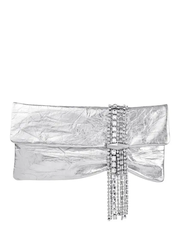 JIMMY CHOO Chandelier Crystal Leather-blend Clutch With Magnetic Closure, 30x15.5 Cm - Metallic