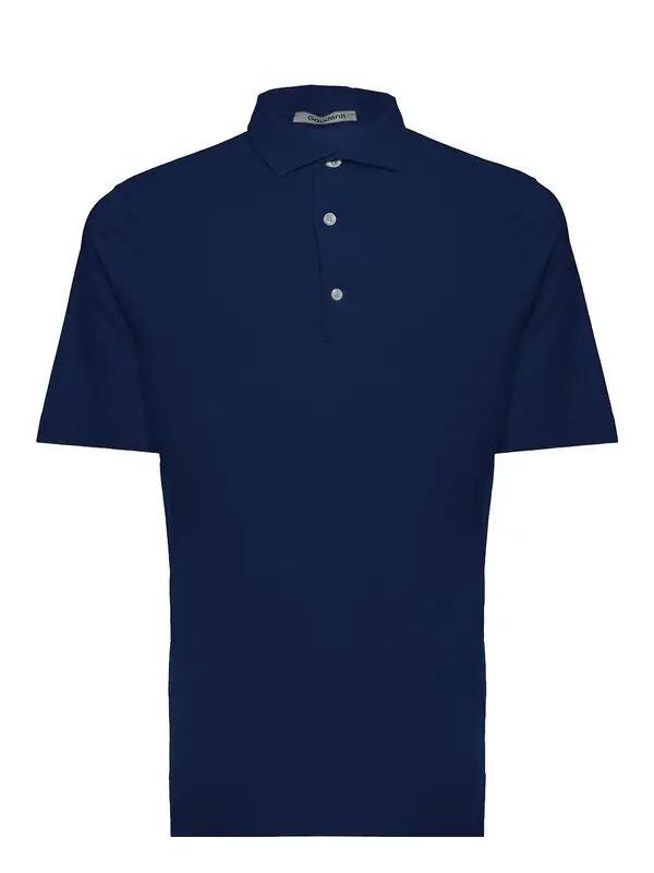 GAUDENZI 100% Cotton Classic Collar Polo Shirt With Short Sleeves And Button-front - Blu