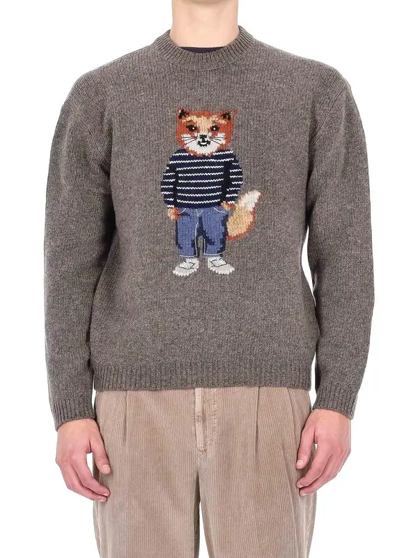 Maison Kitsuné Wool Blend Cardigan For Fall/winter 2025 - Grey