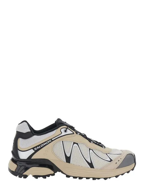 SALOMON Tech Fabric Drawstring Sneaker With Side Logo And Chunky Rubber Sole - Beige