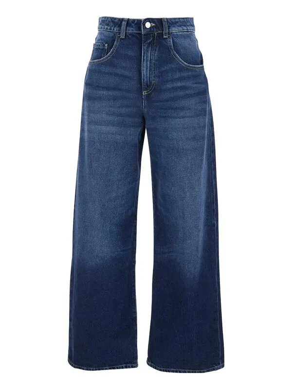 ICON DENIM LOS ANGELES Wide Leg Jeans With Back Logo Patch - Blu