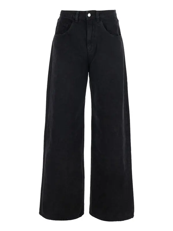 ICON DENIM LOS ANGELES Poppy Logo Patch Wide-leg Jeans For - Black