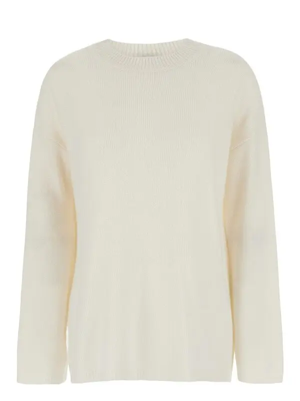 ALLUDE Relaxed Cashmere Crewneck Sweater - White