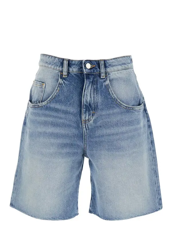 ICON DENIM LOS ANGELES Logo Patch Wide-leg Bermuda Shorts - Blu