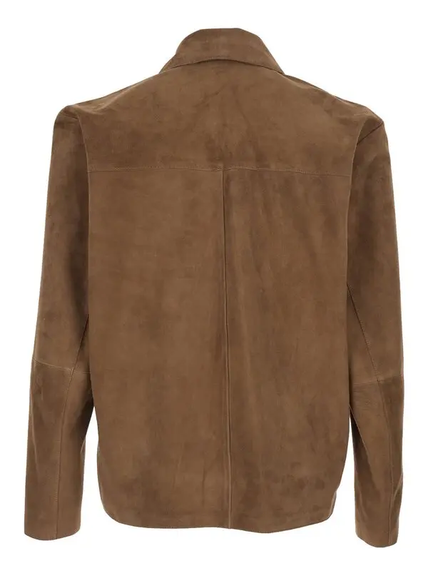 ARMA Classic Collar Suede Jacket - Brown