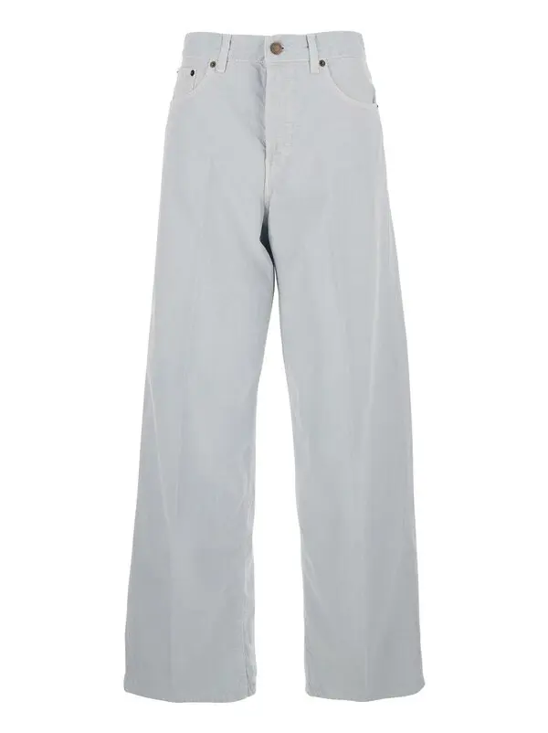 HAIKURE Baggy Wide-leg Denim Jeans With Belt Loops And Back Logo Patch - Grey