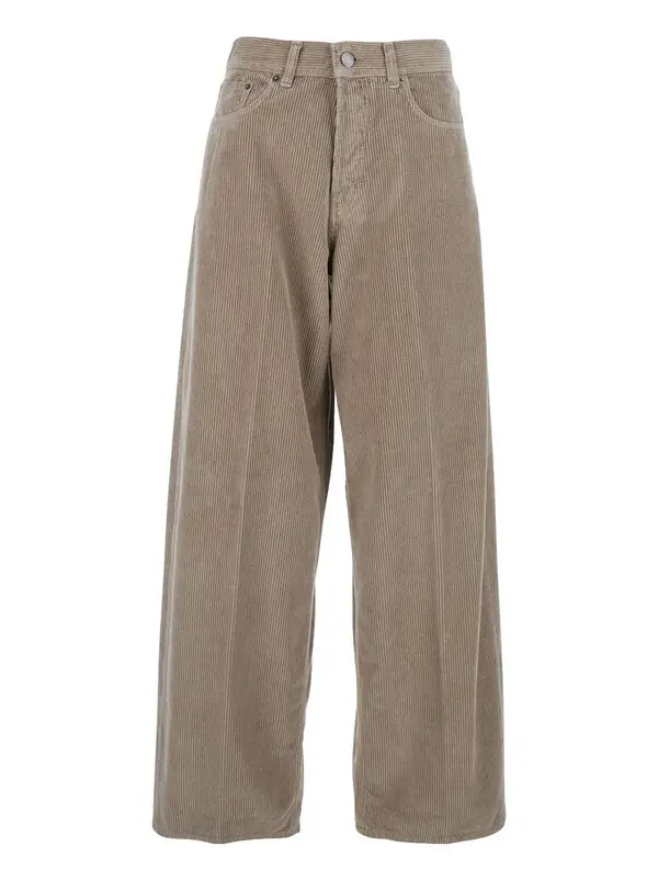 HAIKURE Bethany Ribbed Knit Wide-leg Pants With Belt Loops - Beige