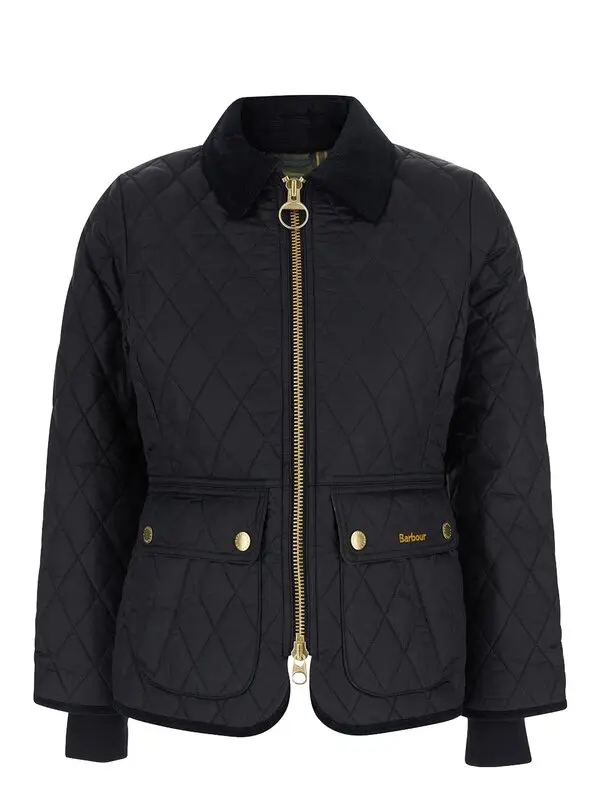 Barbour Tech Fabric Quilted Jacket With Logo Lettering - Black