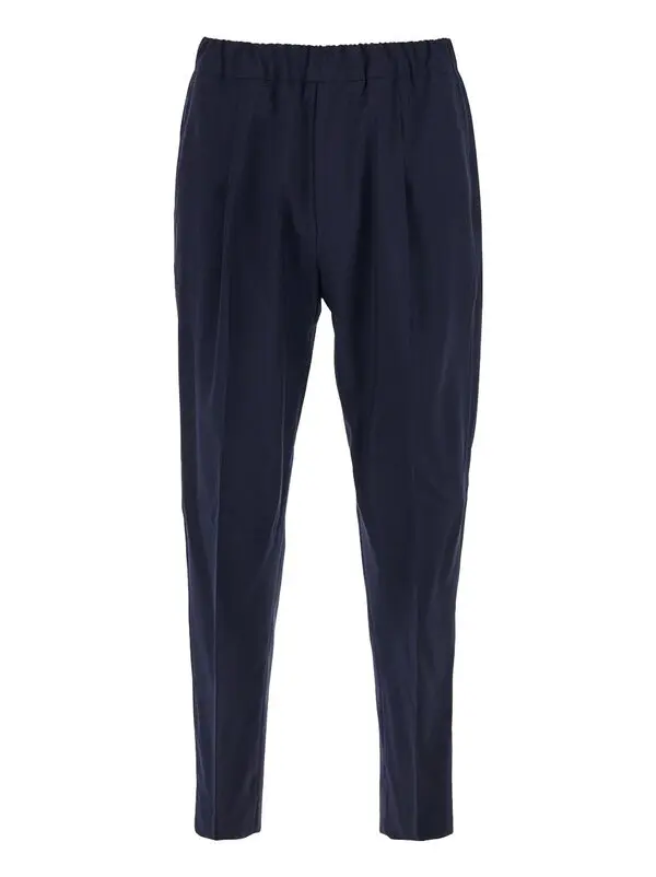 LOW BRAND Wool-blend Pants With Elastic Waist, Side Pockets & Straight Leg - Blu