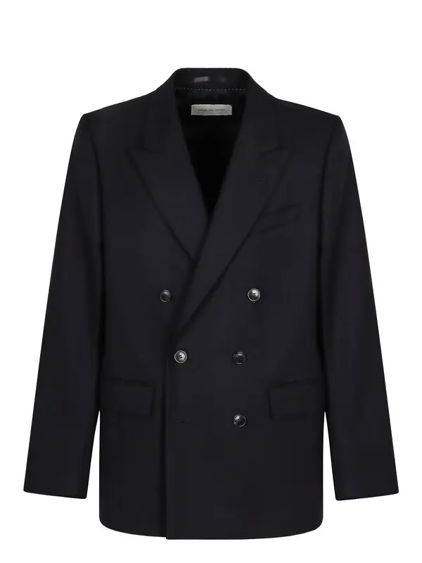 Dries Van Noten Double-breasted Wool Blazer Jacket - Blue