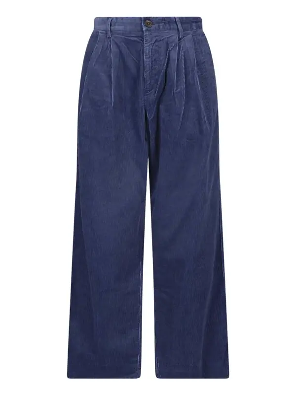 Paul Smith Pleated Wide-leg Corduroy Trousers - Blue