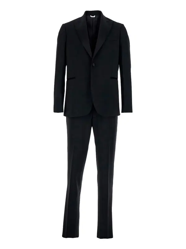 LEPLAIN Single-breasted Regular-fit Suit With Peak Revers Jacket And Straight-hem Trousers For - Black
