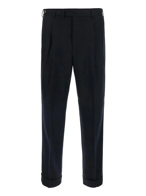 PT TORINO Tech Fabric Pants With Belt Loops And Front Pleats - Black