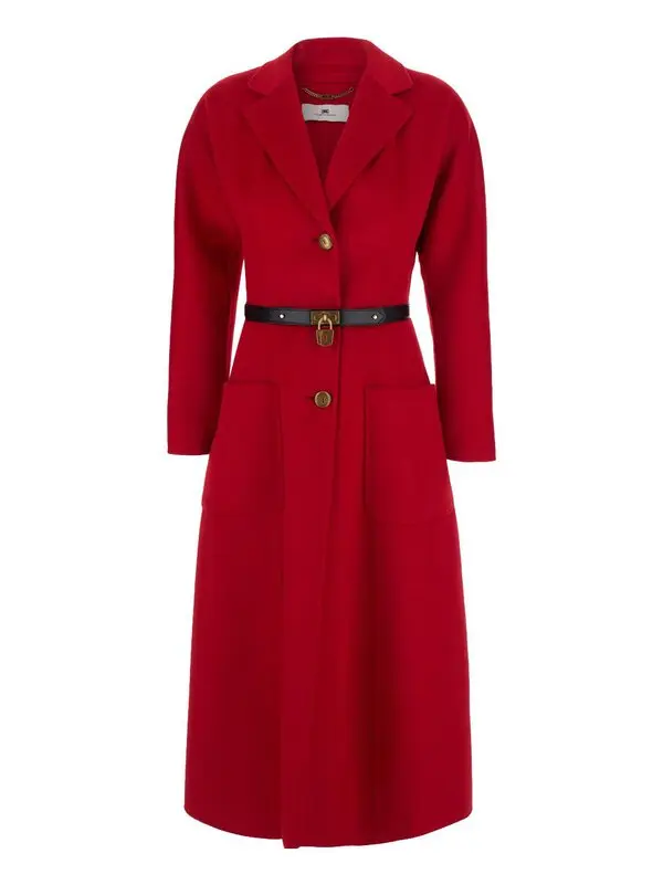 Elisabetta Franchi Single-breasted Notched Lapel Jacket With Long Sleeves - Red