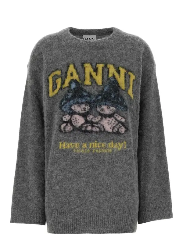 GANNI Oversized Alpaca Blend Sweater - Grey