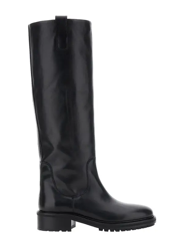 AeydĒ Knee-high Henry Leather Slip-on Boots - Black
