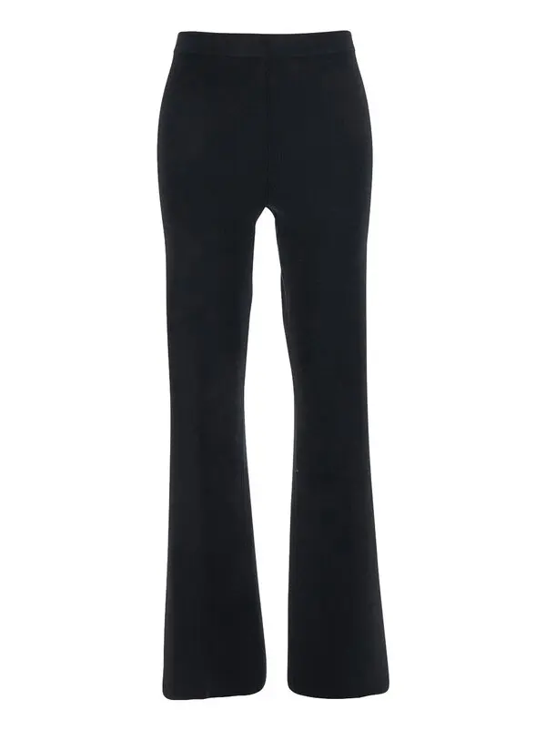TWINSET High-waist Viscose-blend Flared Pants With Rear Logo Plaque - Black