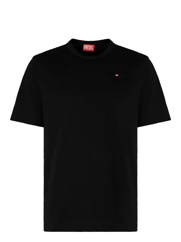 DIESEL® Mini Micro-grid Cotton Crew-neck T-shirt - Black