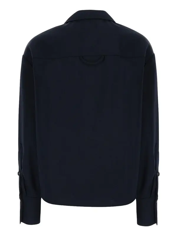 TELA Classic Collar Blend Wool Sweater With Flap Pocket - Blu