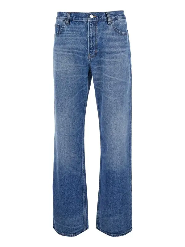 FRAME Faded Denim Jeans With Wide-leg Silhouette And Relaxed Fit - Blu
