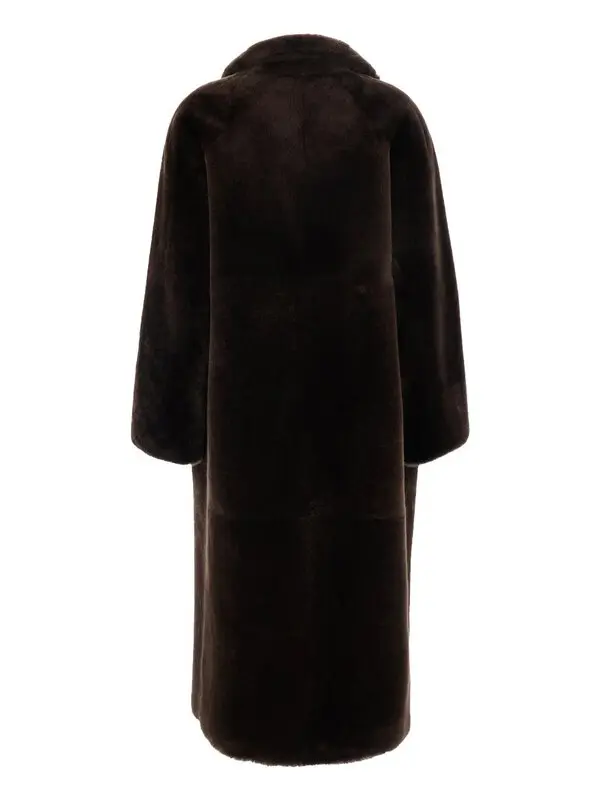 BLANCHA Notched-collar Shearling Jacket With Hidden Front And Side Pockets - Brown