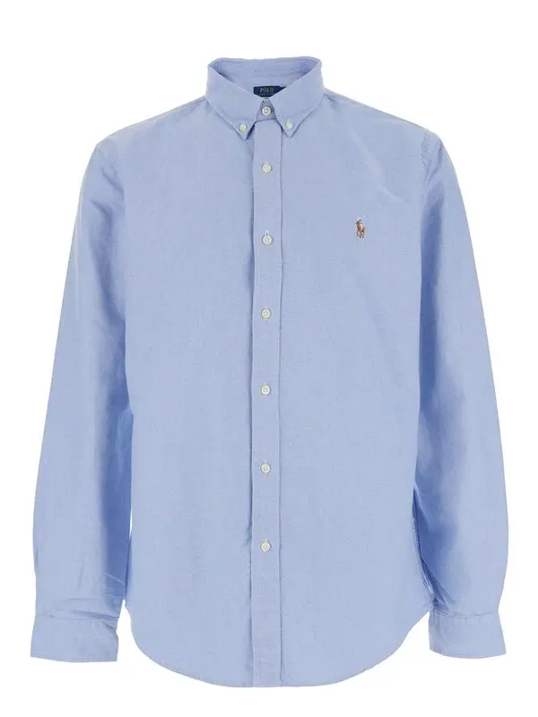 Polo Ralph Lauren Slim Fit Oxford Button-down Dress Shirt With Embroidered Logo - Light Blue
