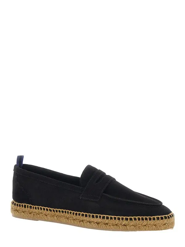 CastaÑer Nacho Suede Espadrilles With Penny Slot And Braided Raphia Sole - Black