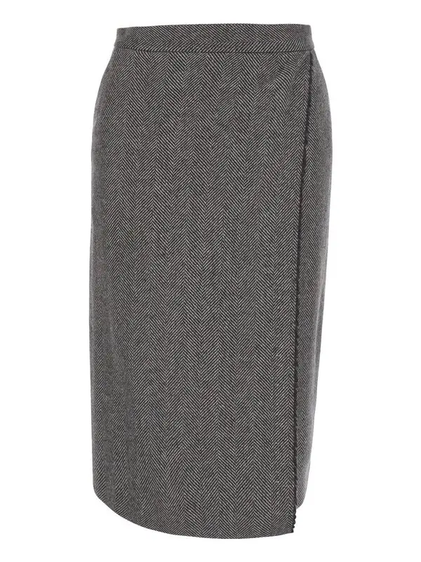 Antonelli Firenze Svevia Wool-blend Herringbone Mini Skirt With Straight Hem - Grey