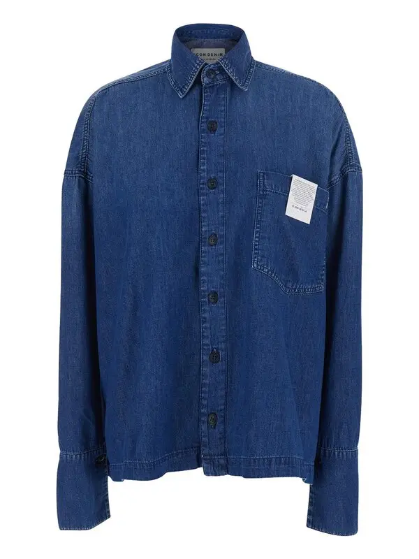 ICON DENIM LOS ANGELES Classic Collar Button-front Long Sleeve Denim Shirt - Blu