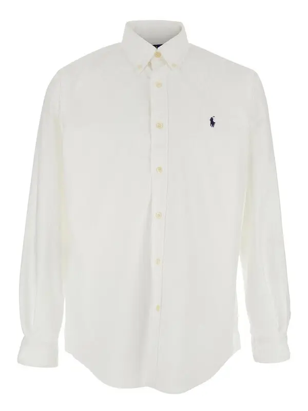 Polo Ralph Lauren Custom Fit Oxford Button-down Shirt With Pony Embroidery - White