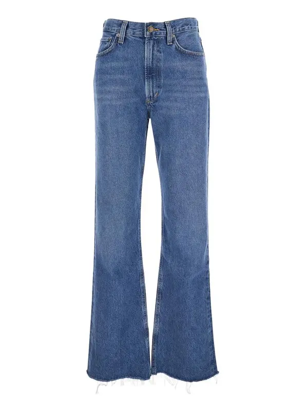 AGOLDE Logo Patch Rear Flared Jeans With Fringed Hem - Blu
