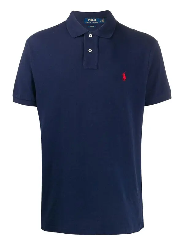 Polo Ralph Lauren Slim Fit Cotton Piqué Polo Shirt With Classic Collar And Pony Embroidery - Blu