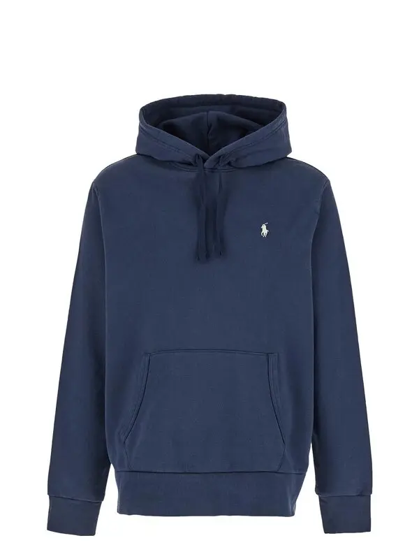 Polo Ralph Lauren Hooded Cotton Sweatshirt With Embroidered Pony - Blu