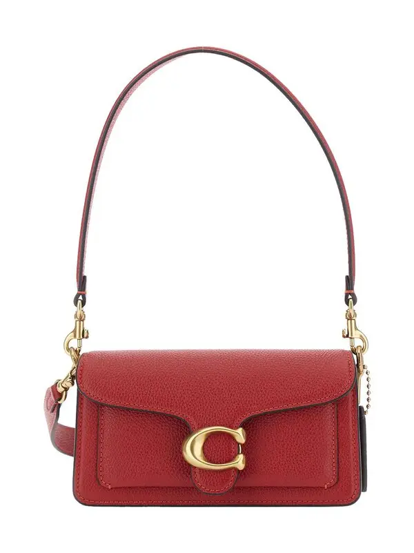 COACH Tabby 20 Mini Leather Crossbody Handbag With Logo Plaque And Adjustable Strap - Red