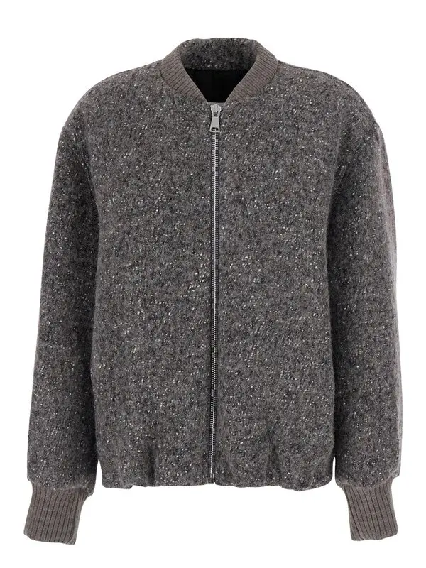 TELA V-neck Long Sleeve Tech Fabric Top In Merino Blend Jersey - Grey