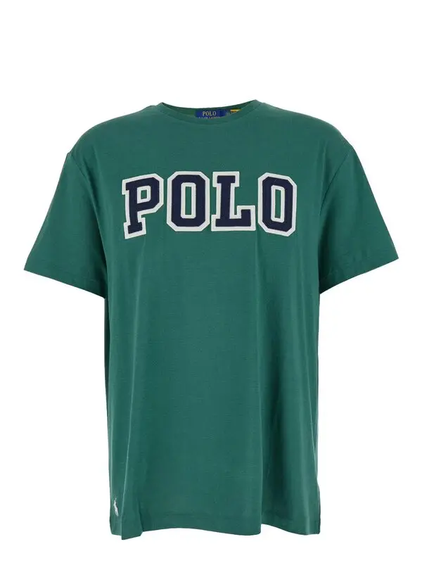 Polo Ralph Lauren Cotton Crewneck T-shirt With Logo Lettering And Pony Embroidery - Green