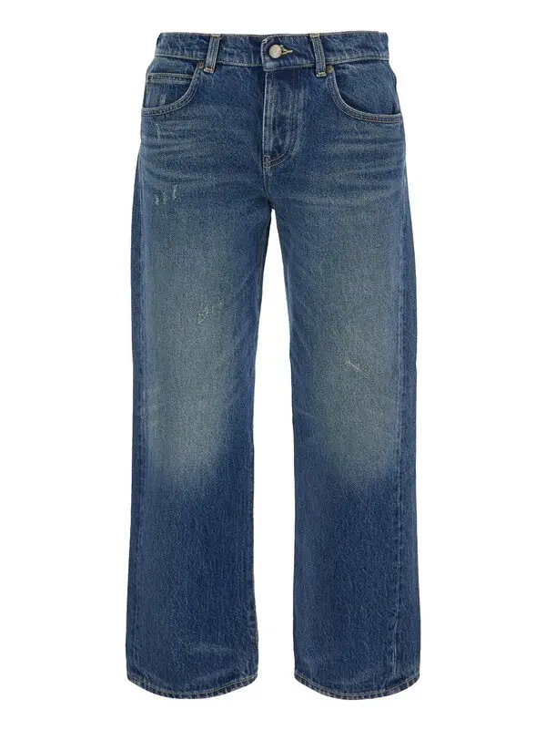 ROY ROGER'S Denim Jeans With Back Logo Patch And Faded Wash - Blu