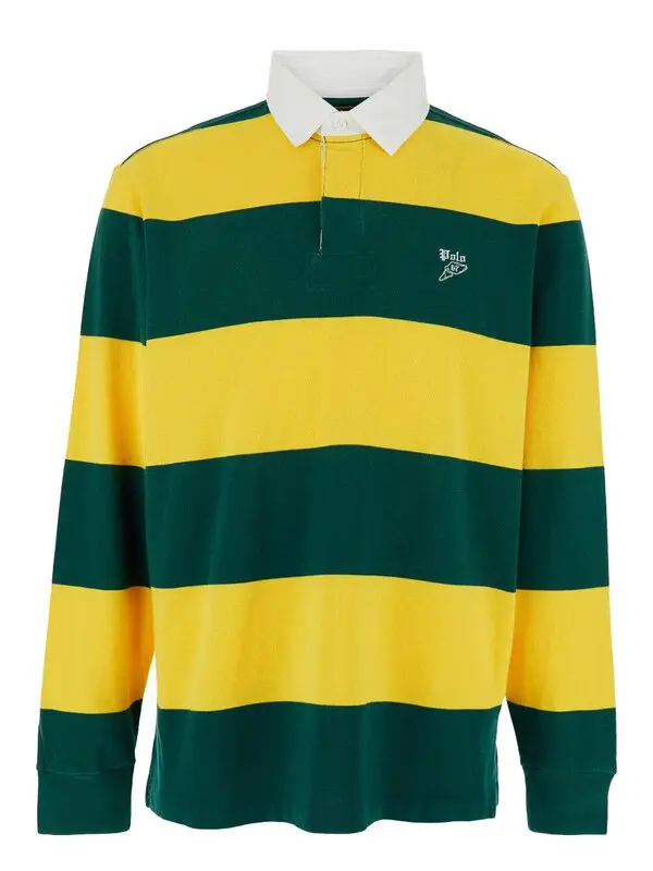 Polo Ralph Lauren Rugby Rugby-style Striped Cotton Long-sleeve Polo Shirt With Front Logo Embroidery - Multicolor