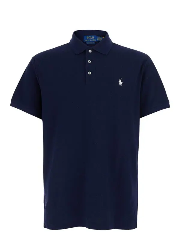 Polo Ralph Lauren Classic Collar Cotton Polo Shirt With Pony Embroidery - Blu