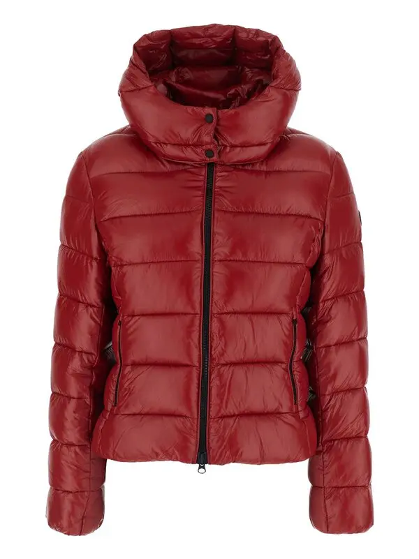 SAVE THE DUCK Cosmary Down Jacket With Hood And Logo Sleeve Patch - Red