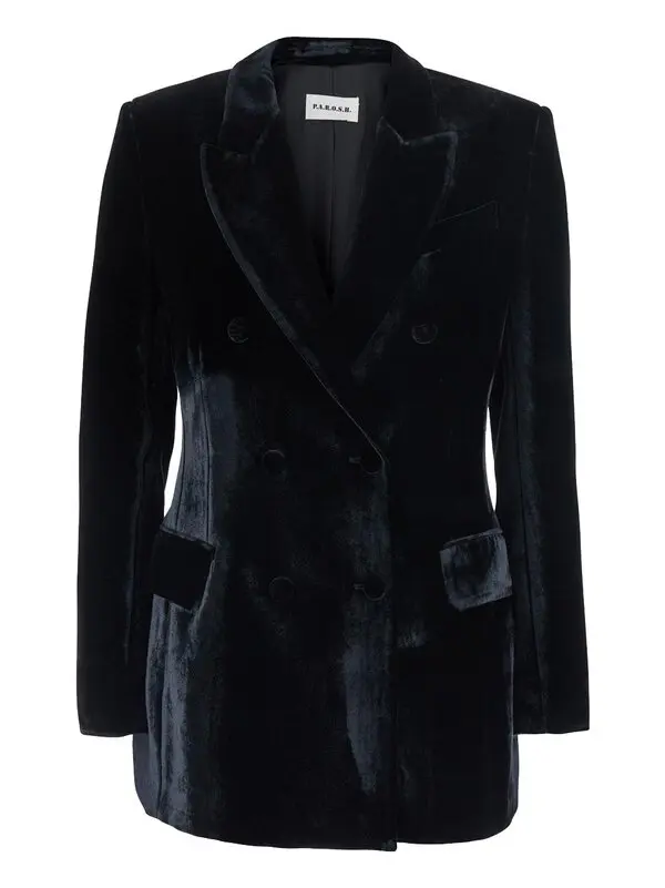 P.a.r.o.s.h P. A.r. O.s. H. Double-breasted Velvet Blazer With Peak Lapels - Black