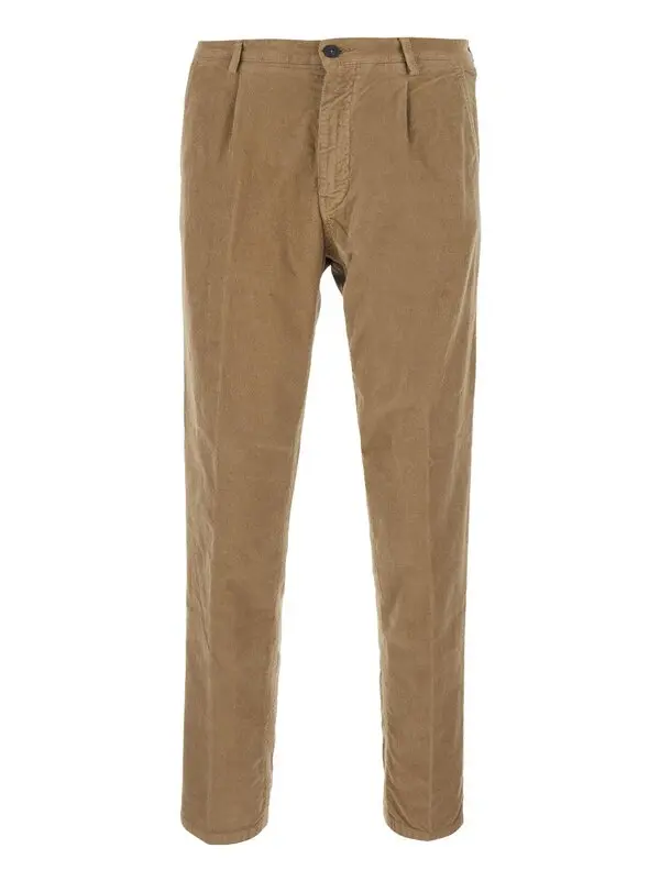 ROY ROGER'S Day Off 1500/r Velvet-trim Cotton-elastane Jeans With Welt Pockets - Beige