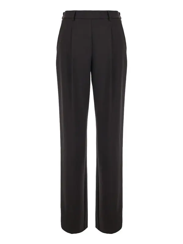 TWINSET Stretch Viscose Blend Relaxed-fit Pants With Elasticated Back Waist - Brown
