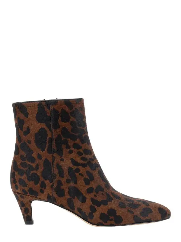TWINSET Leather Ankle Boots With High Heel, Pointed Toe & Side Zip - Brown