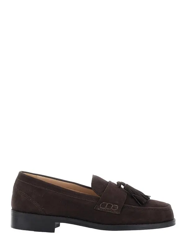 TWINSET Elegant Leather Loafers With Rubber Sole For - Brown