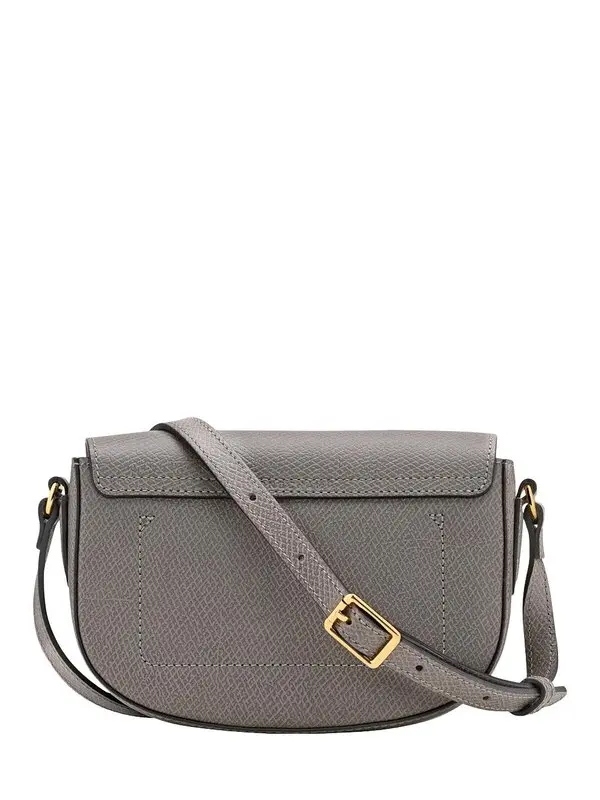 Longchamp Epure Leather Crossbody Handbag With Adjustable Strap And Magnetic Flap Closure, Gold-tone Hardware, 20x13x8 Cm - Grey
