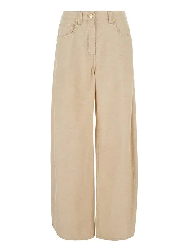 Brunello Cucinelli Tailored Pants In Cotton-linen Blend - Beige